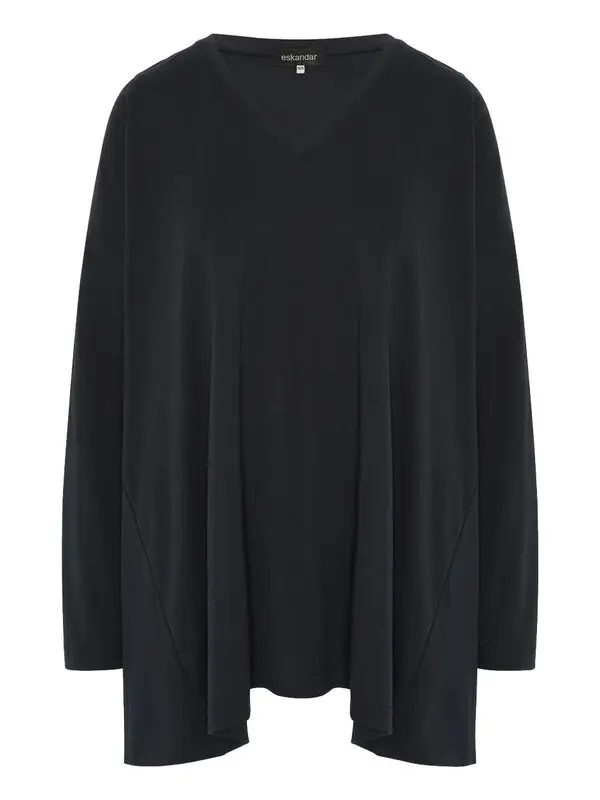 Eskandar Side-paneled V-neck T-shirt - Navy
