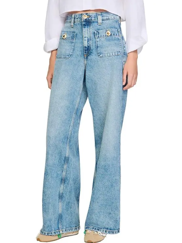 Sandro Faded Straight-leg Jeans - Blue Jean