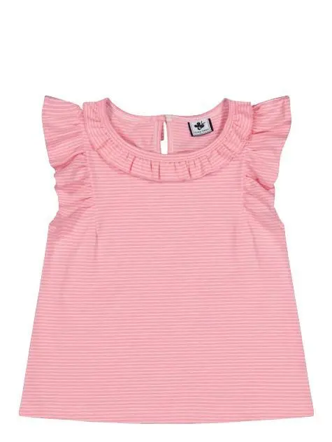 Busy Bees Colette Flutter Sleeve Top - Pink Mini Stripe
