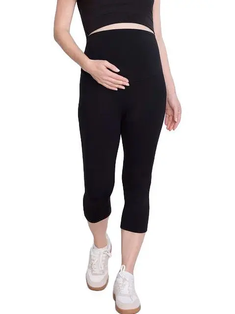 Motherhood Maternity Over The Belly Active Capri Legging - Black