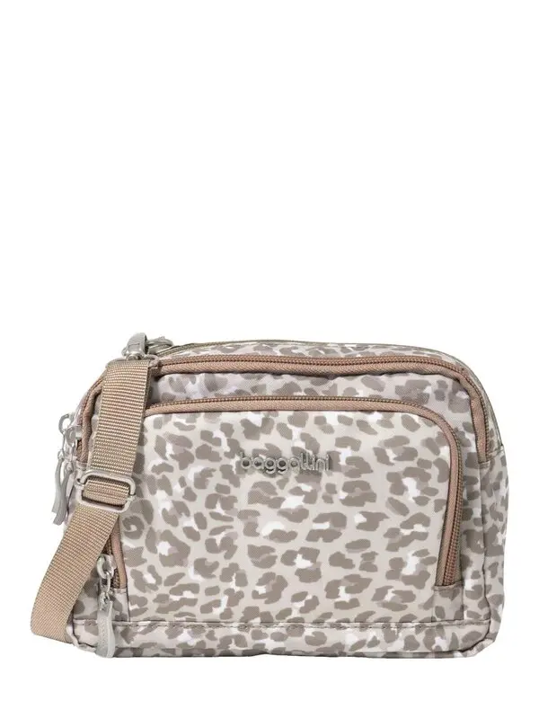 BAGGALLINI Trifecta Rfid Wallet Crossbody Bag - Mocha Cheetah Print