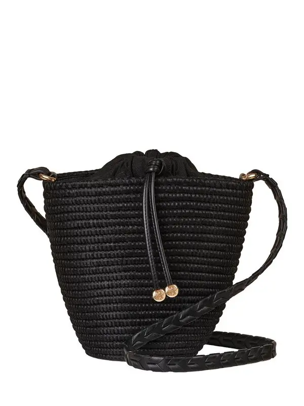 CESTA COLLECTIVE Mini Fan Whipstitch Crossbody Basket Bag - Black