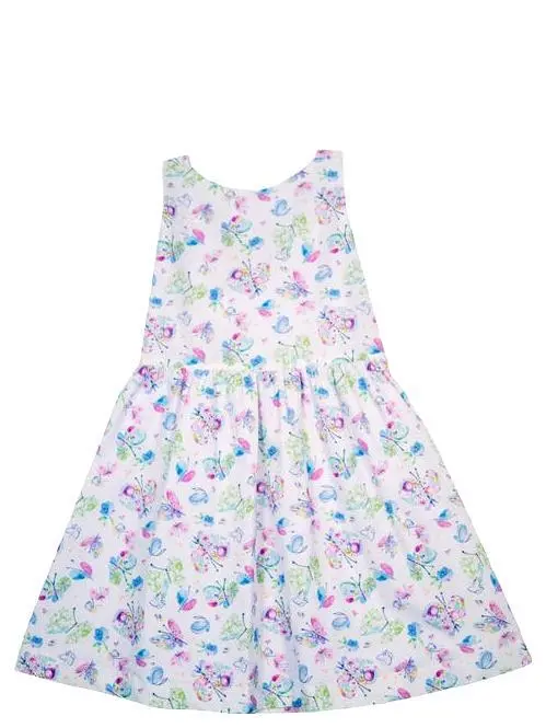 FLORENCE EISEMAN Butterfly Print Dress With Bow - White / Multicolor