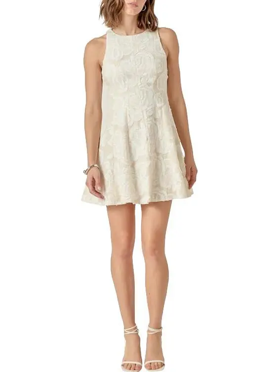 Endless Rose Floral Embroidered Minidress - Cream
