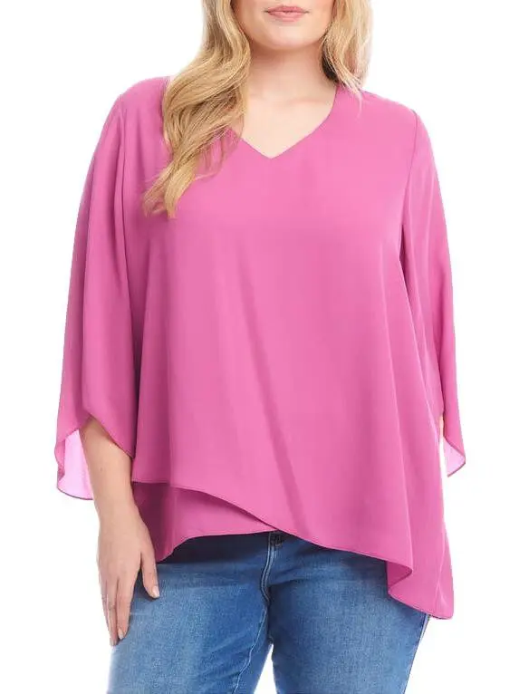 Karen Kane Crossover Hem Asymmetric Top - Tulip