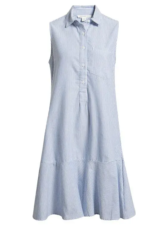BEACHLUNCHLOUNGE Marina Stripe Sleeveless Cotton Shirtdress - Bay Blue