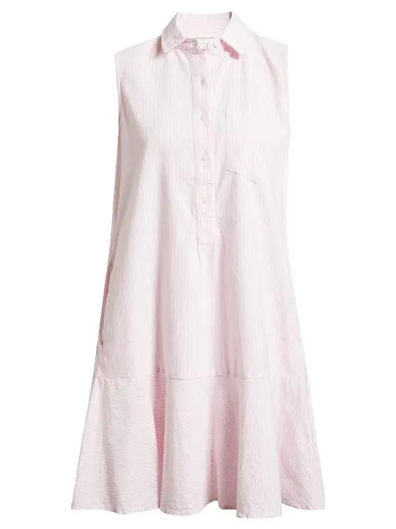 BEACHLUNCHLOUNGE Marina Stripe Sleeveless Cotton Shirtdress - Pink Chic