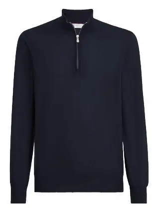 Brunello Cucinelli Sweater With Zip Opening - Navy Blue