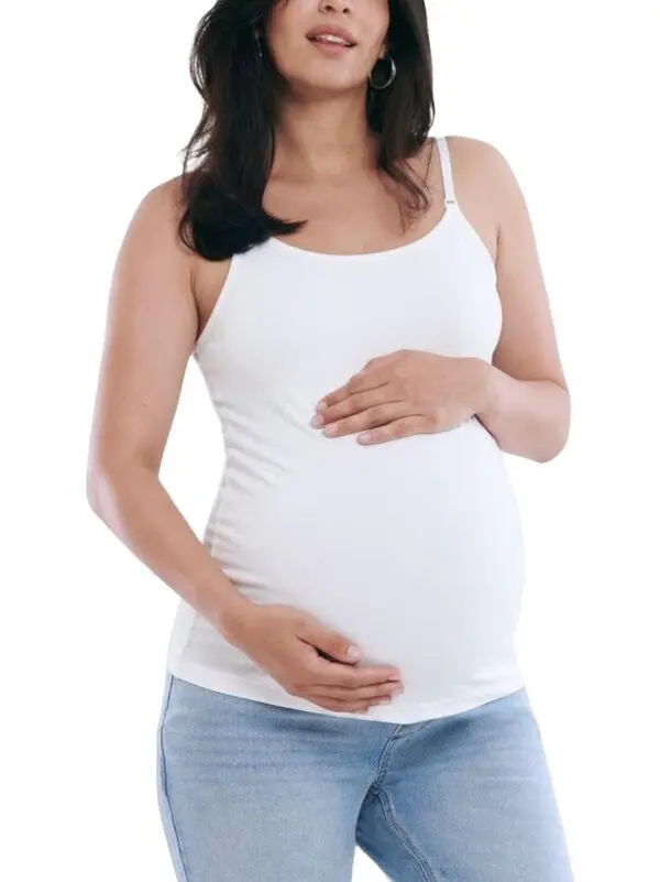 Motherhood Maternity Clip Down Nursing Cami - White