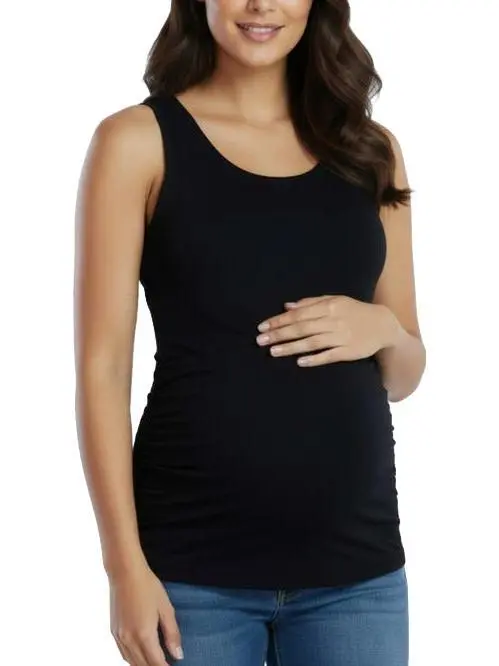 Motherhood Maternity Scoop Neck Side-ruched Tank Top - Black