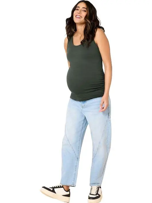 Motherhood Maternity Scoop Neck Side-ruched Tank Top - Deep Depths