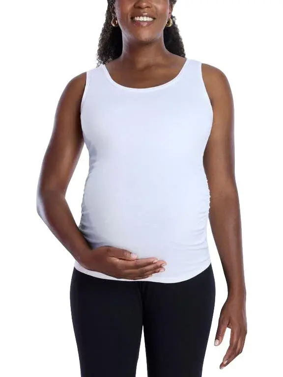Motherhood Maternity Scoop Neck Side-ruched Tank Top - White