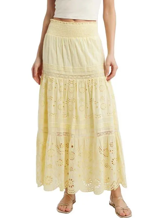 LoveShackFancy Miloti Maxi Skirt - Citron