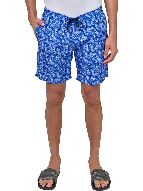 BROOKLYN BRIGADE Slim Fit Leaf Swim Trunks - Navy/blue