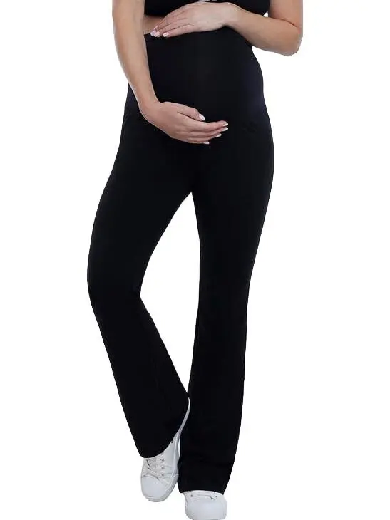 Motherhood Maternity Secret Fit Over The Belly Full Length Flare Leggings - Black