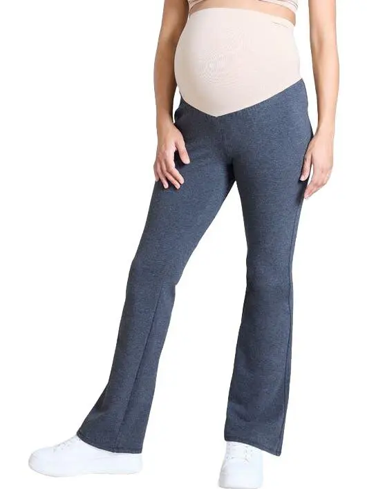 Motherhood Maternity Secret Fit Over The Belly Full Length Flare Leggings - Heather Grey
