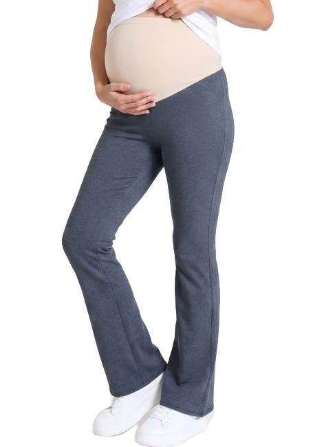 Motherhood Maternity Secret Fit Over The Belly Full Length Flare Leggings - Heather Grey