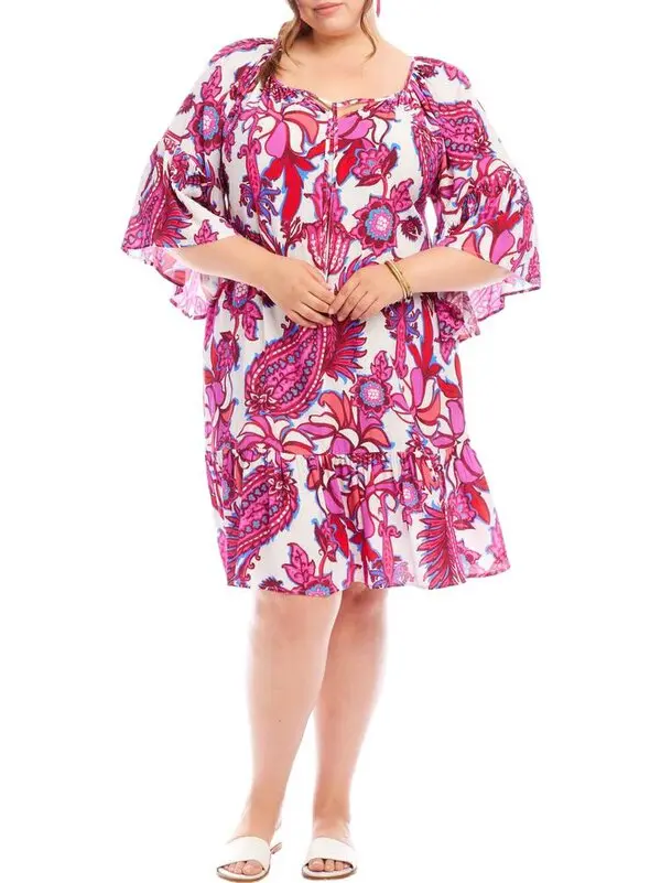 Karen Kane Peony Paisley Ruffle Hem Dress - Print