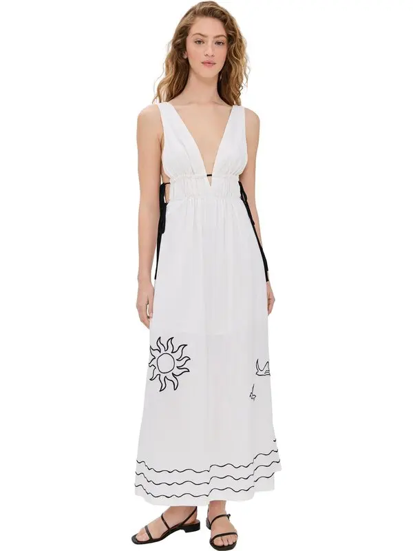 DRESS TO Iara Embroidered Maxi Dress - Off White