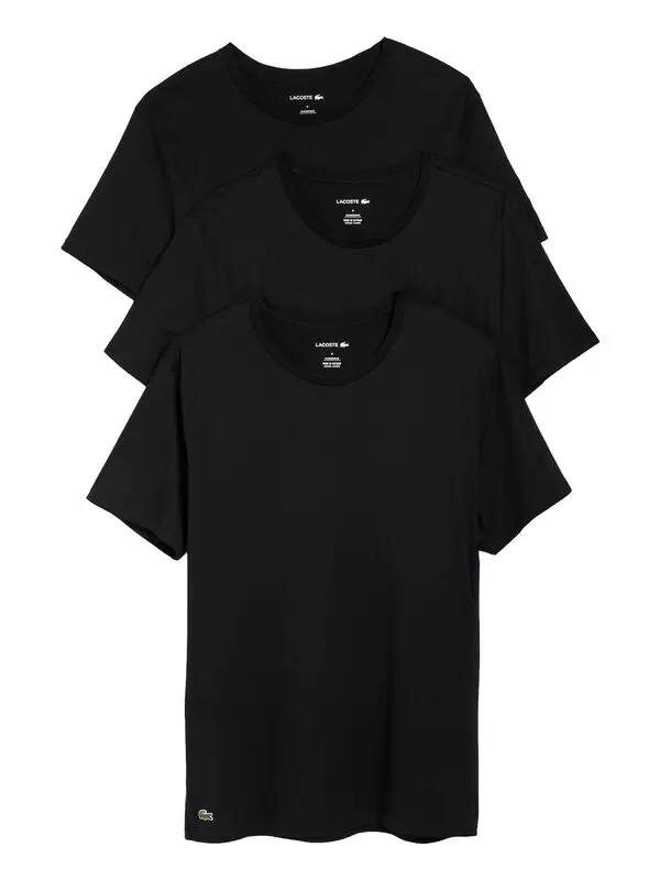 Lacoste Cotton Undershirt Crew Tee 3 Pack - Black
