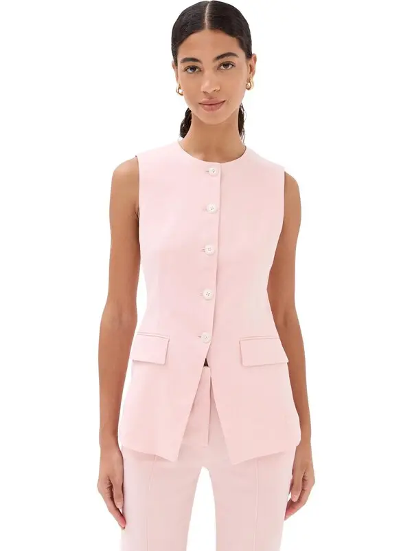 Veronica Beard Lois Buttoned Vest - Pink Shell