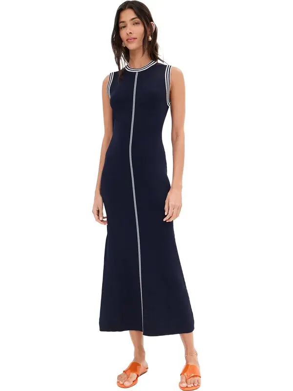 LE BOP Ringer Midi Dress - Navy & White