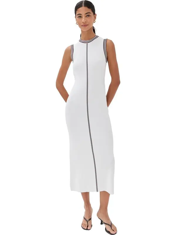 LE BOP Ringer Midi Dress - White & Chocolate