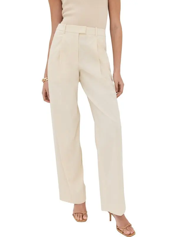 Another Tomorrow Cotton Gabardine Wide Leg Pants - Off White