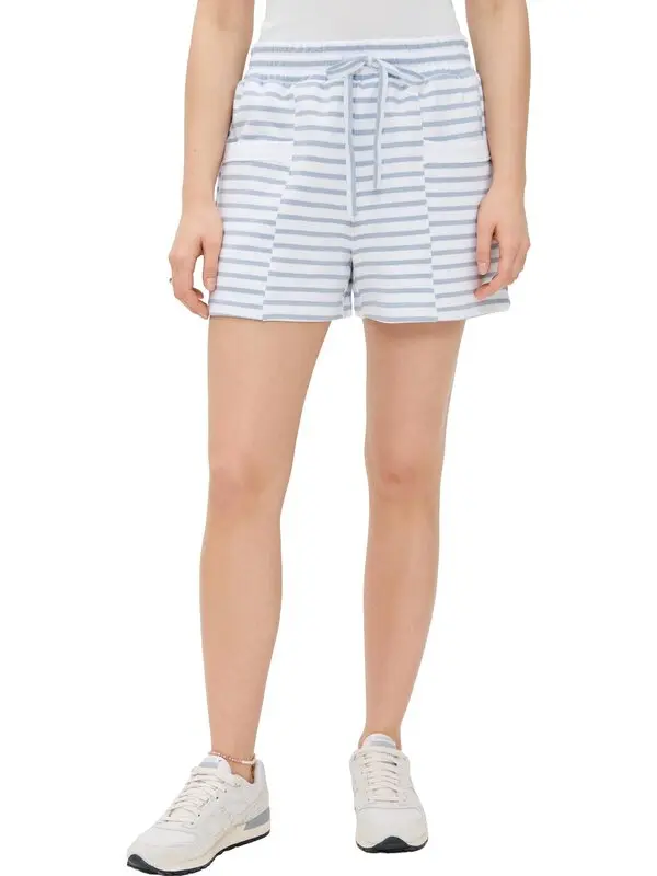 Splendid Cassie Terry Stripe Shorts - White/seaport