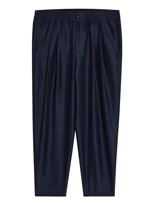 Giorgio Armani Double-pleated Silk Trousers - Solid Medium Blue