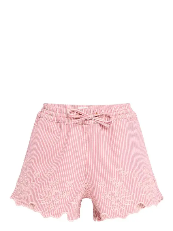 DAMSON MADDER Lana Embroidered Drawstring Shorts - Blue