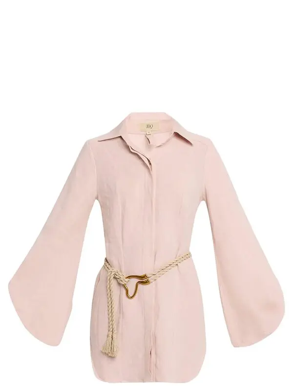 JBQ Antonia Belted Linen Shirtdress - Dusty Rose