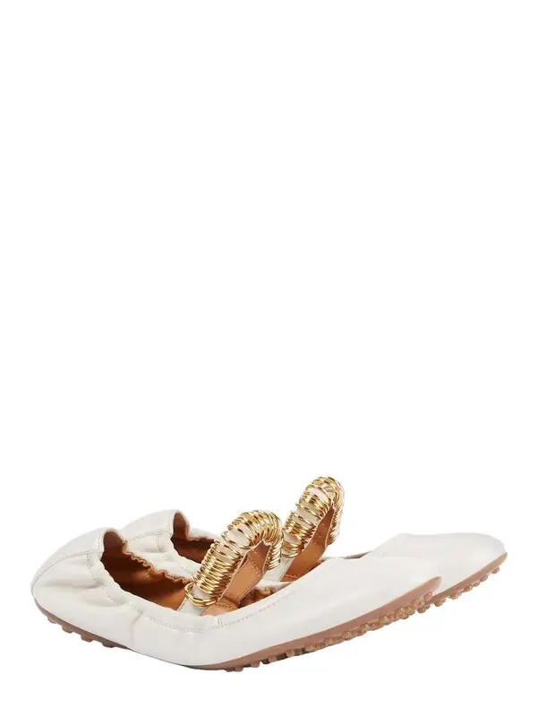 TOD'S Leather Ballerina Flats - White