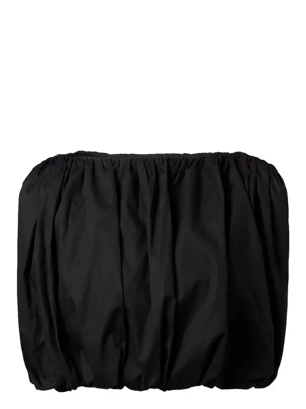 ADRIANA DEGREAS Cotton-blend Gathered Crop Top - Black