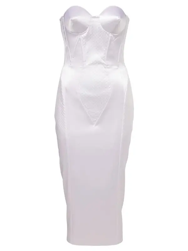 Dolce & Gabbana Strapless Satin Corset Dress - White