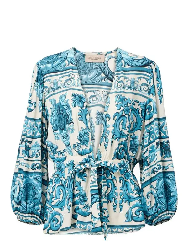 ADRIANA DEGREAS Printed Blouse - Blue