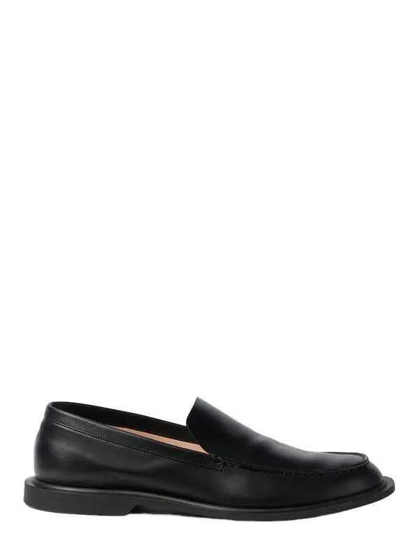 THE ROW Nic Leather Loafers - Black