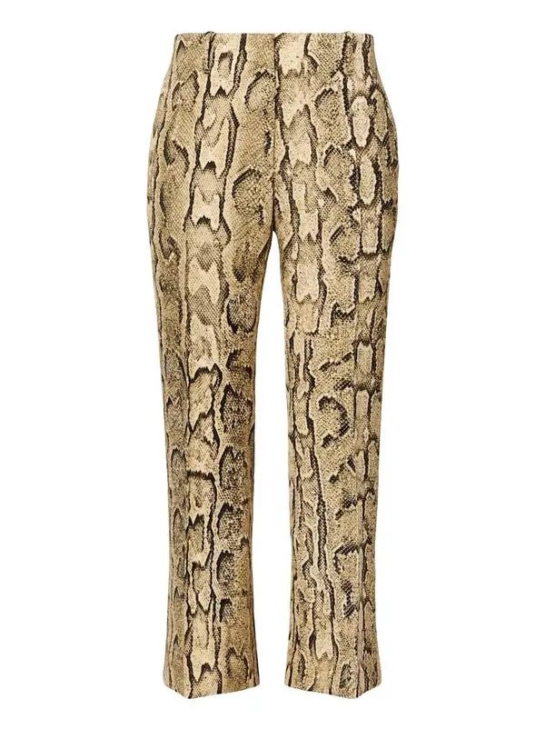 Dries Van Noten Snake-print Flared Jacquard Pants - Beige