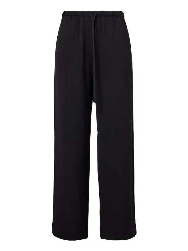 TOTEME Ribbed Knit Wide-leg Pants - Black