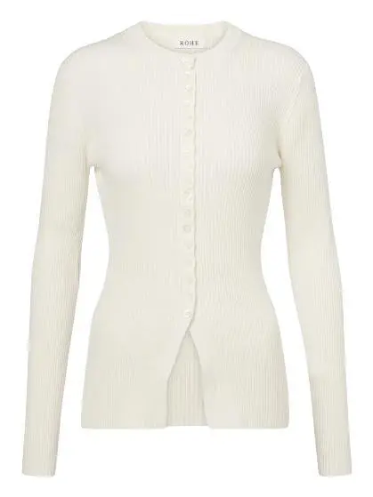 RÓHE Ribbed-knit Cotton Crêpe Cardigan - White