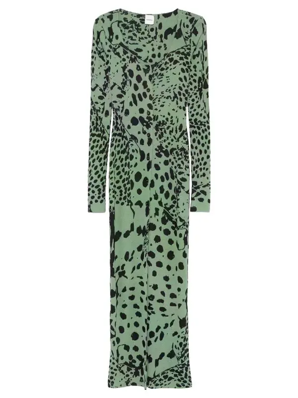 Nanushka Leopard-print Maxi Dress - Green