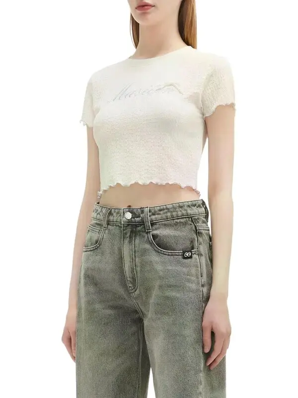 MUSIUM DIV. Logo-embroidered Crop Top - White