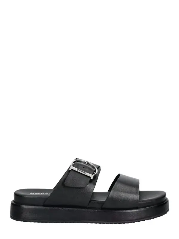 Barbour Leather Slides - Black