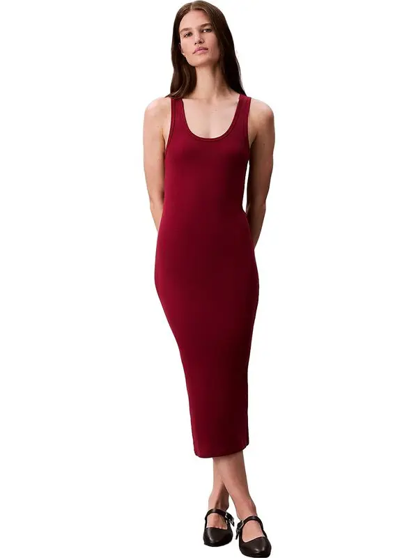 Calvin Klein Rib Knit Slip Dress - Magenta Jewel