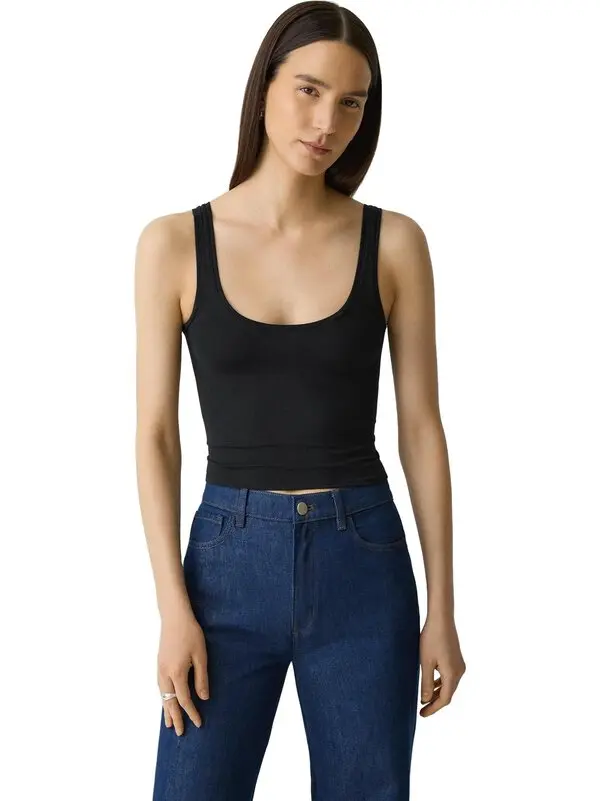 Theory Cropped Tank Top - Black