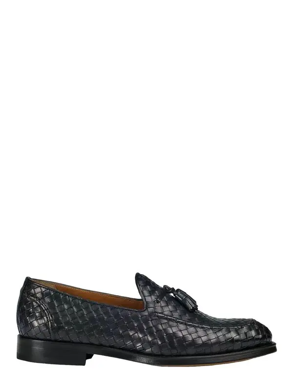 DOUCAL'S Woven Leather Loafers - Black