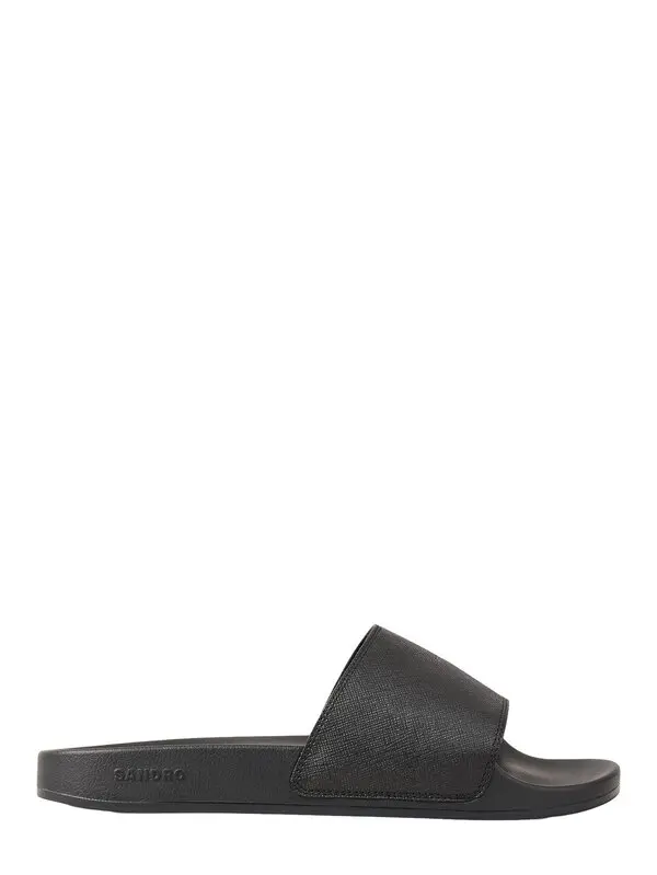 Sandro Saffiano-effect Sandals - Black