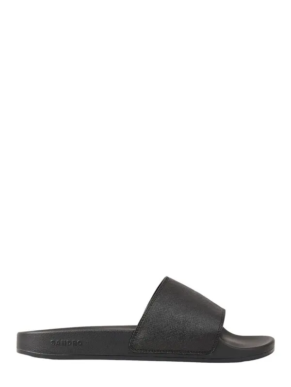 Sandro Saffiano-effect Sandals - Black