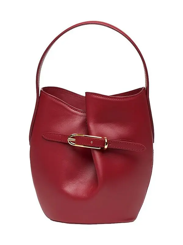 LIFFNER Mini Belted Bucket Bag - Cherry Leather