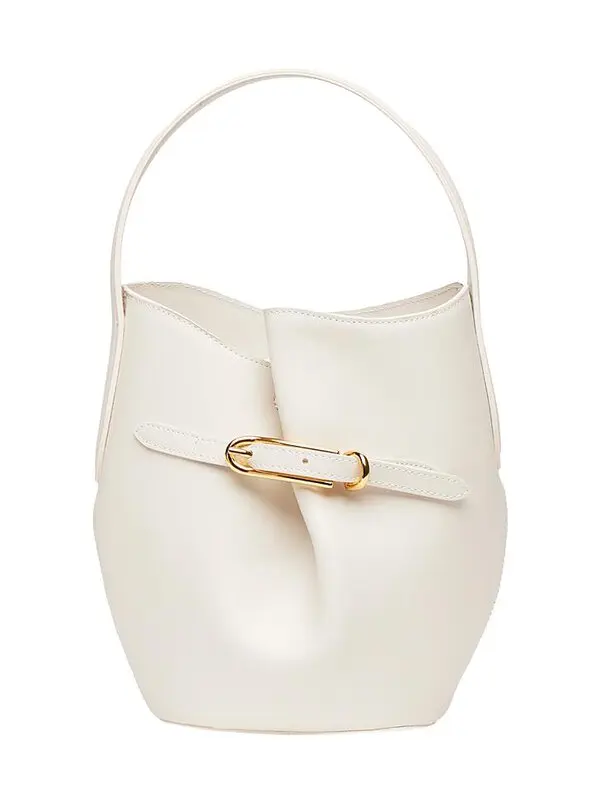 LIFFNER Mini Belted Bucket Bag - Cream Leather